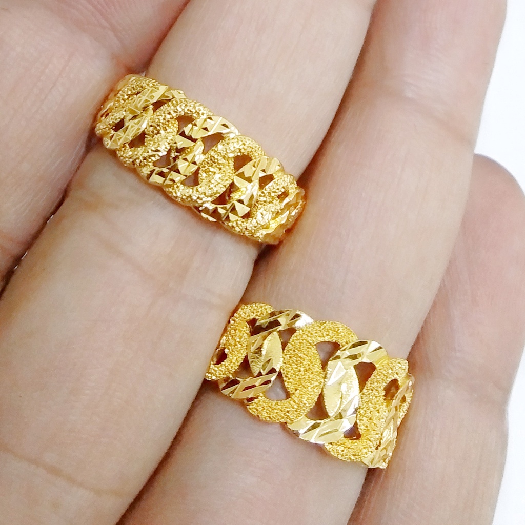 SS Lipan Kait Kikir Pasir Design Emas Korea 24K Gold Plated Ring ...