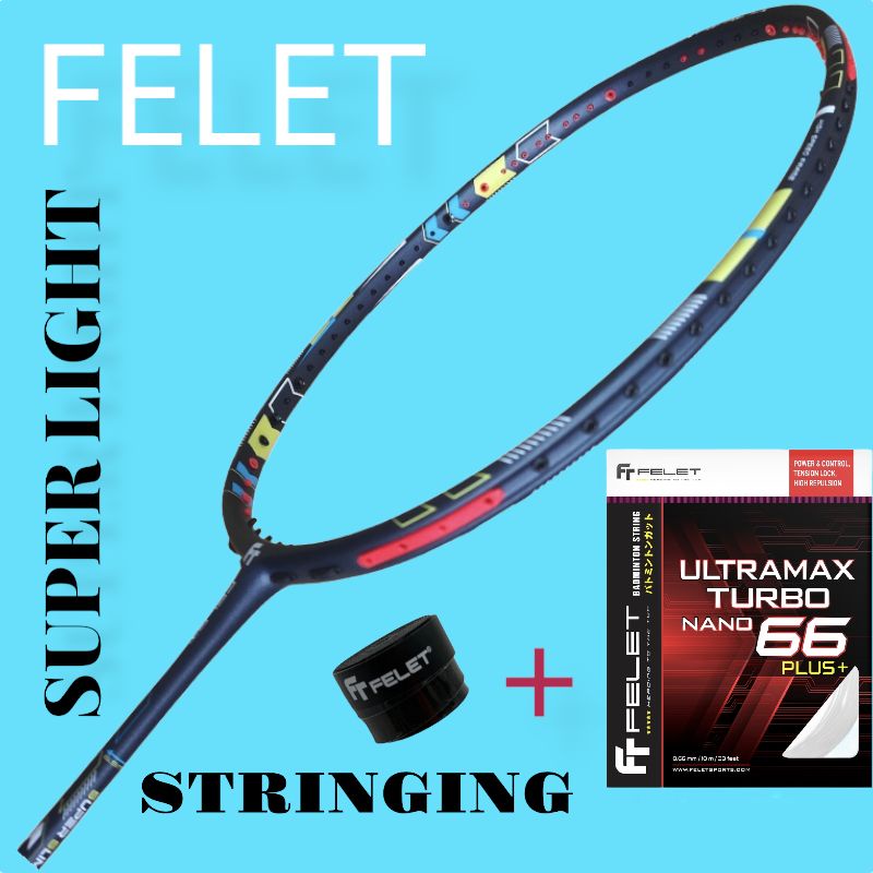 [ Siap Pasang Tali 4-Knot ]Felet F-Force Super Light (1Pcs) Badminton ...
