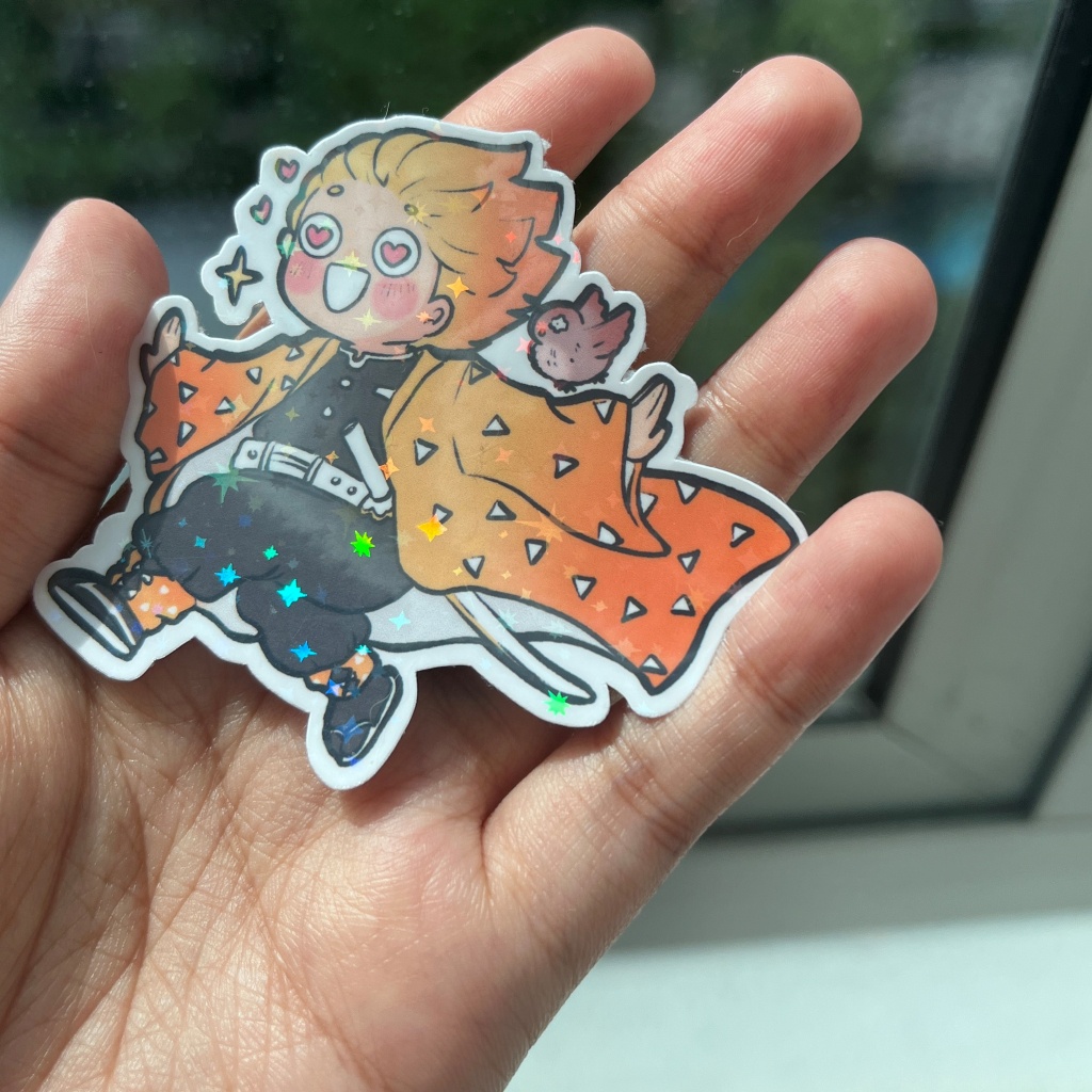 [READY STOCK] Zenitsu Holo Sticker Fanart I Demon Slayer I ...