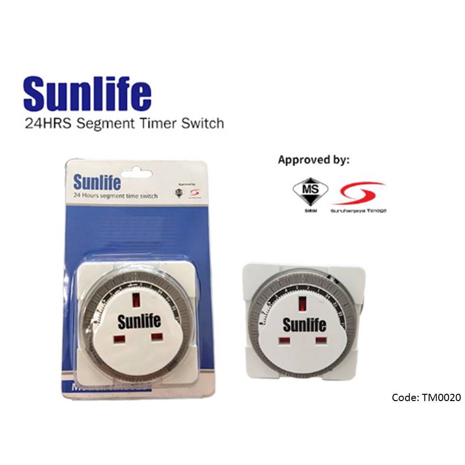 (SIRIM) SUNLIFE 24hrs 13Amp Plug In Timer Switch Analog (White ...