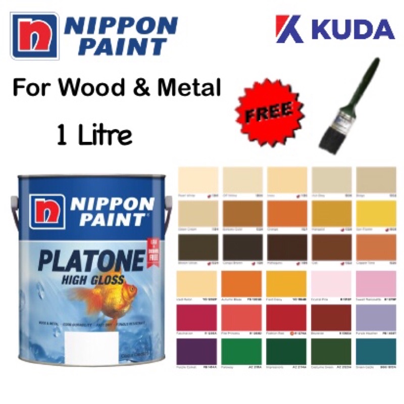 1L NIPPON Platone High Gloss for Wood & Metal Solvent-Base Cat Minyak ...