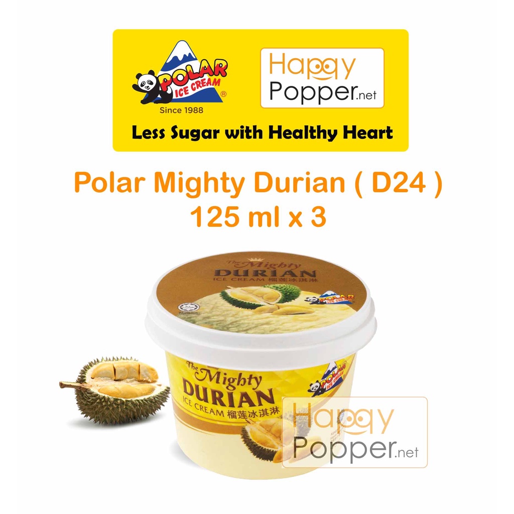 Happypopper Polar Ice Cream 3 Cups Mighty Durian D24 Frozen Snack ...