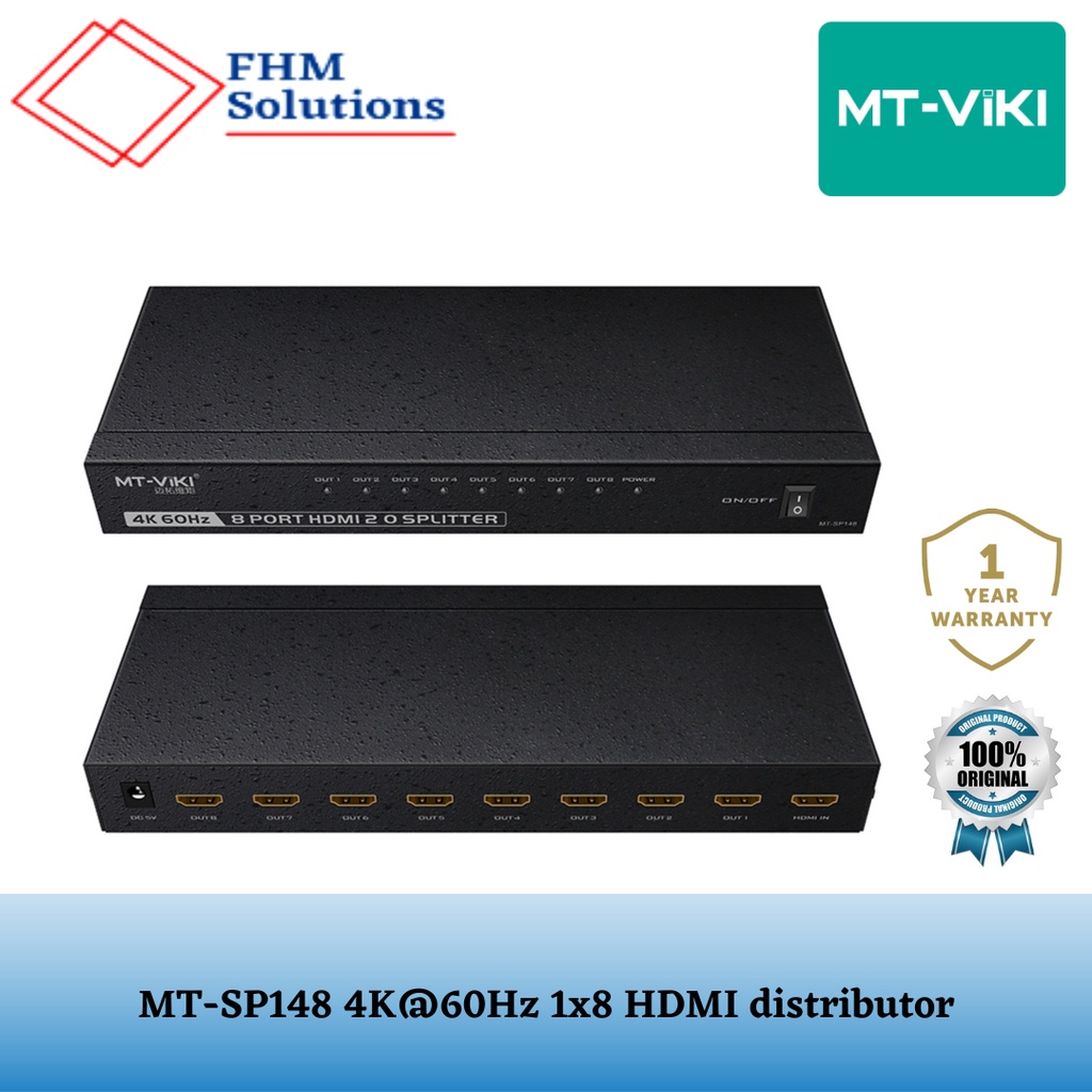 MT-VIKI HEAVY DUTY 1x8 HDMI Splitter 4K@30Hz / HDMI Splitter 4K@60Hz ...