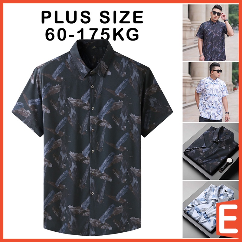 [XL-10XL] Oversized Shirt Man Baju Kemeja Lelaki Lengan Pendek Plus ...