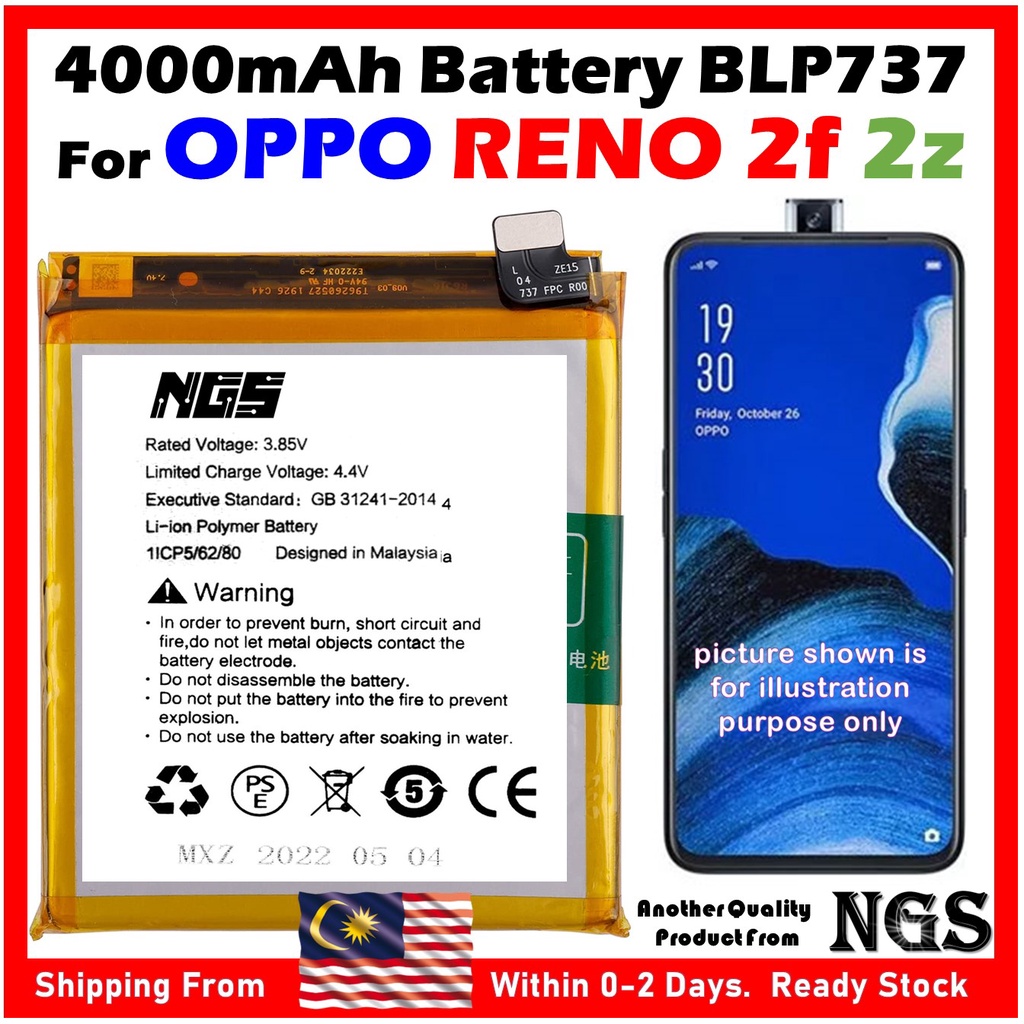 ORl NGS Brand 4000mah Battery BLP737 Compatible with OPPO Reno 2f Reno2 ...