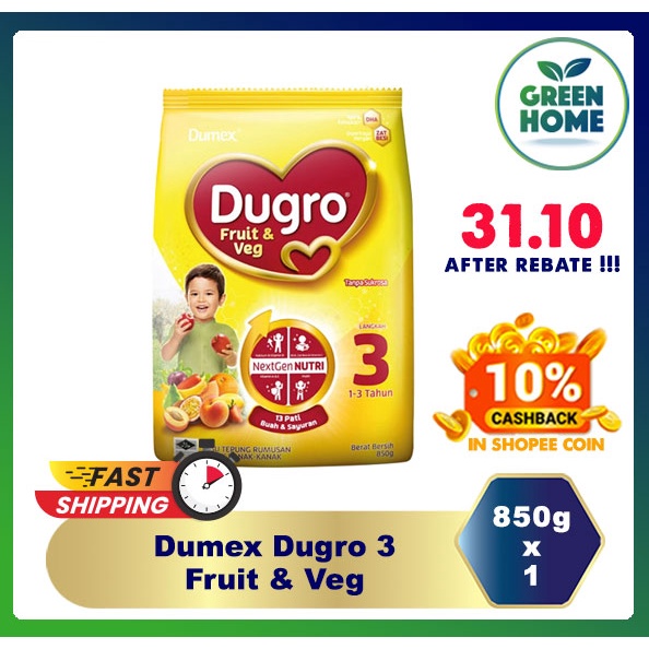 RM31.10 after rebate (Dumex Dugro 3 Fruit & Veg 850g) | Shopee Malaysia