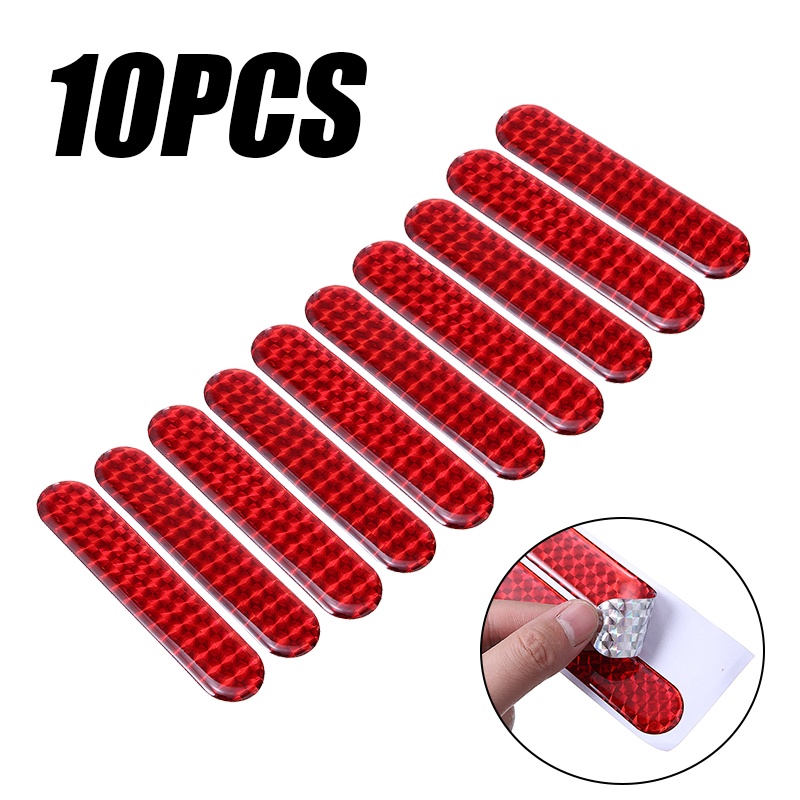 10Pcs 100x25mm 3D Red Car Door Sticker Warning Tape Reflective Strips ...