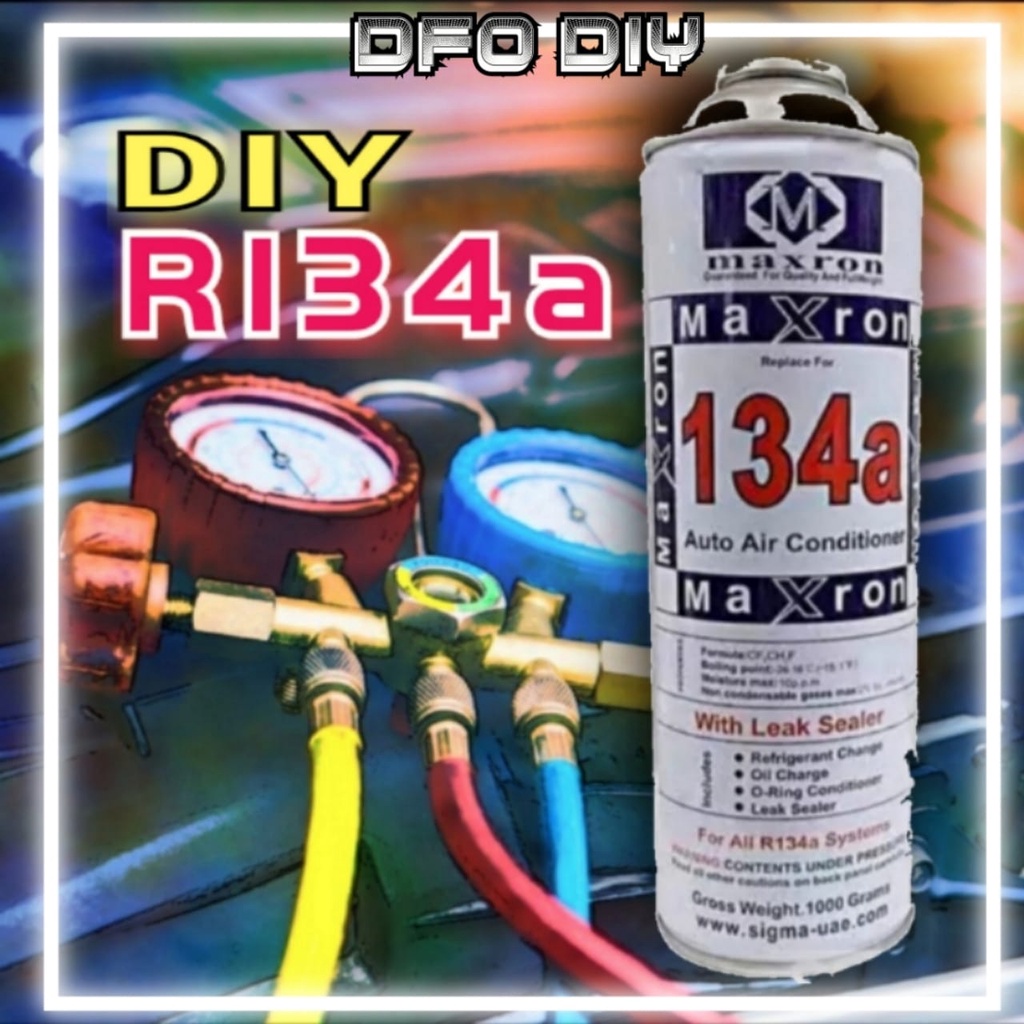 DFOdiy R134a Gas R134a MAXRON R134a Aircond Refrigerant Gas Car Refrigerator Kereta Penyaman ...