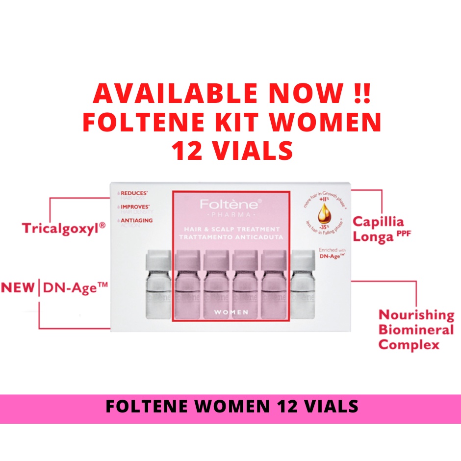 Foltene Hair & Scalp Kit Treatment For Women 12 Vials + Shampoo 200ML ...
