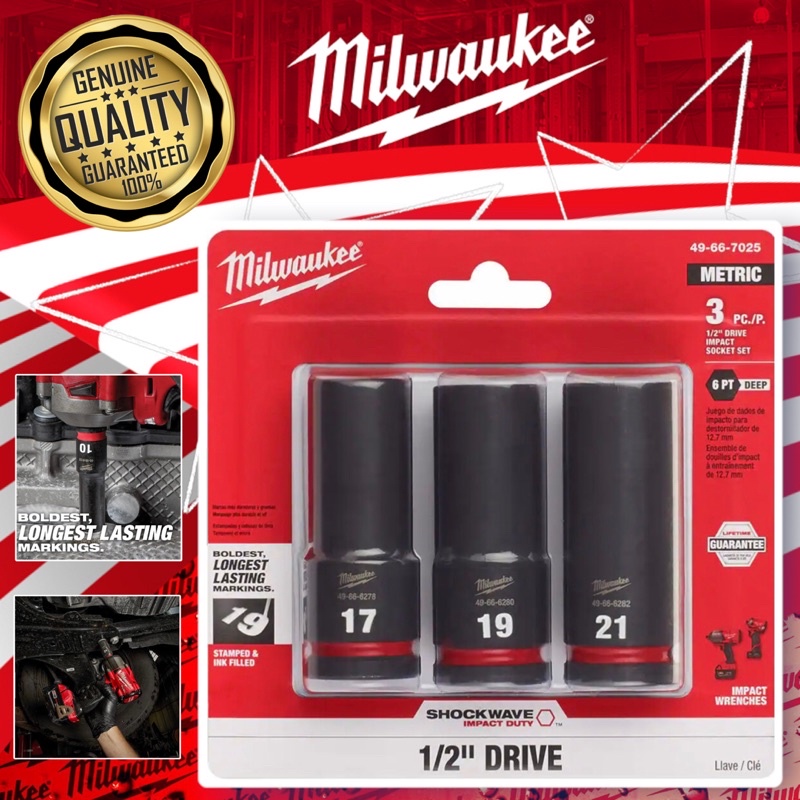 MILWAUKEE SHOCKWAVE Impact Duty 1/2 in. Drive Metric Deep Well Impact ...
