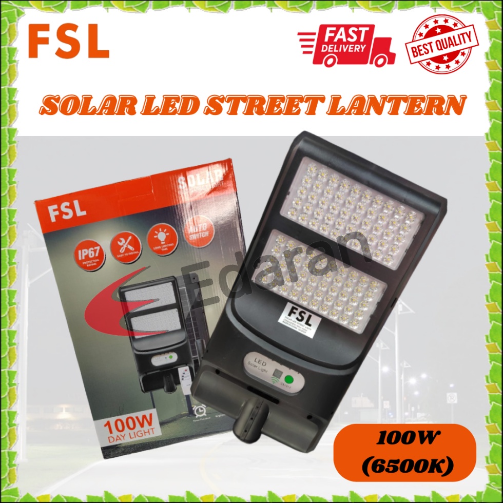 FSL FSS833 100W SOLAR LED STREET LANTERN - 6500K (DAY LIGHT) | Shopee ...