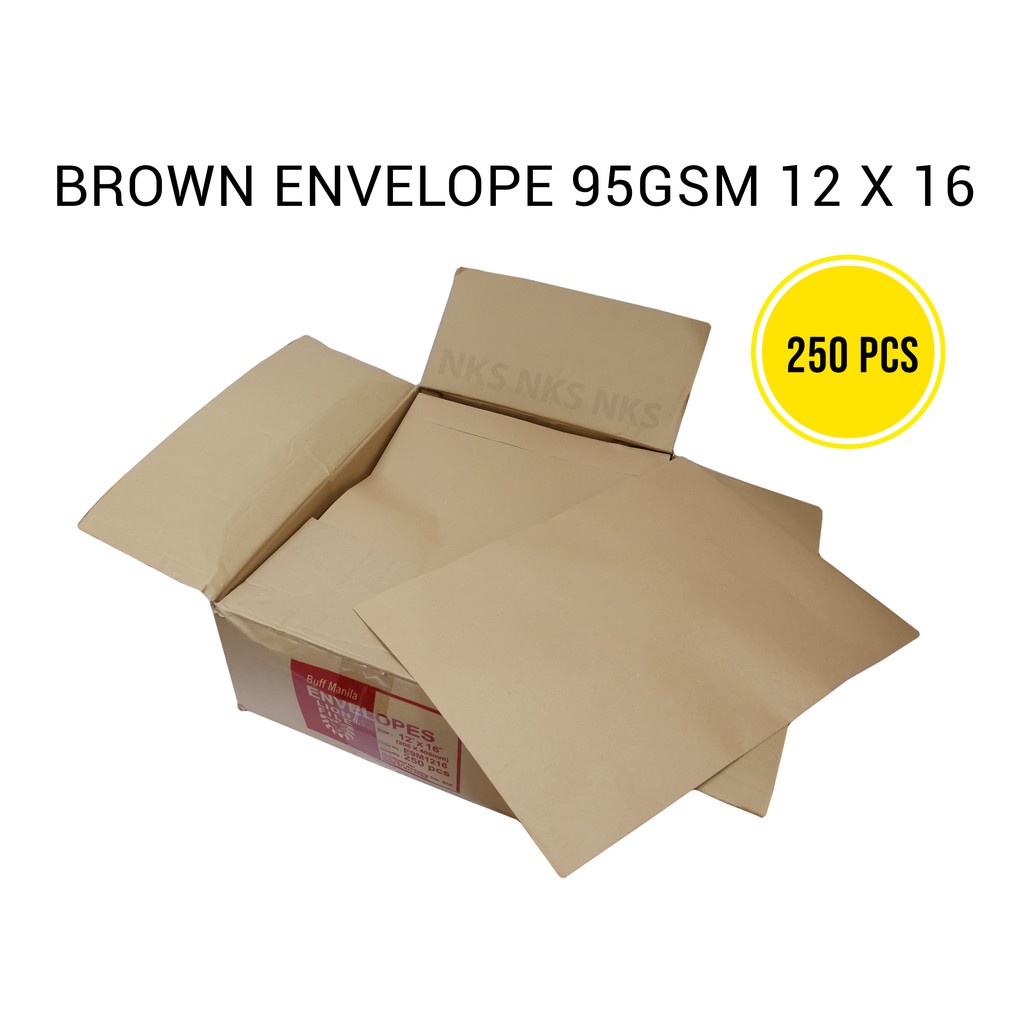 BROWN ENVELOPE 95GSM 12 X 16 (250PCS) | Shopee Malaysia