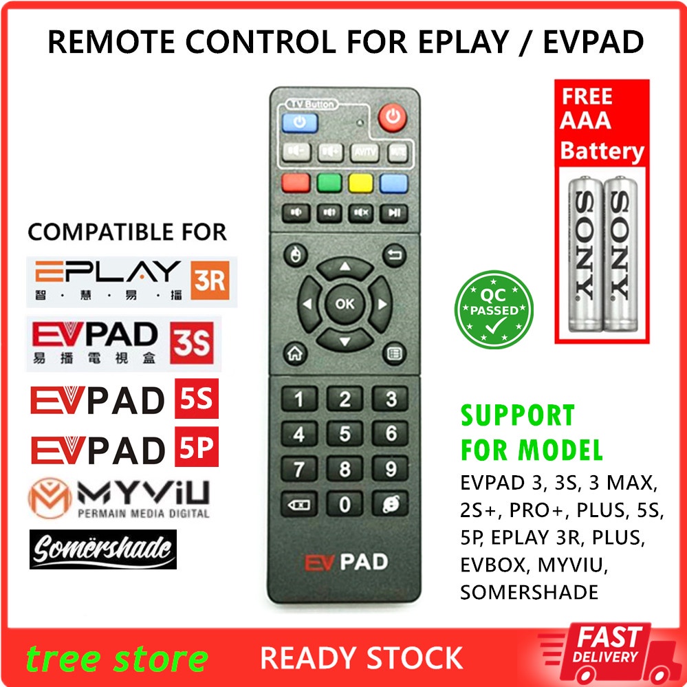 (Support Eplay/myviu/somershade) EVPAD Remote Control for EPLAY 3R ...