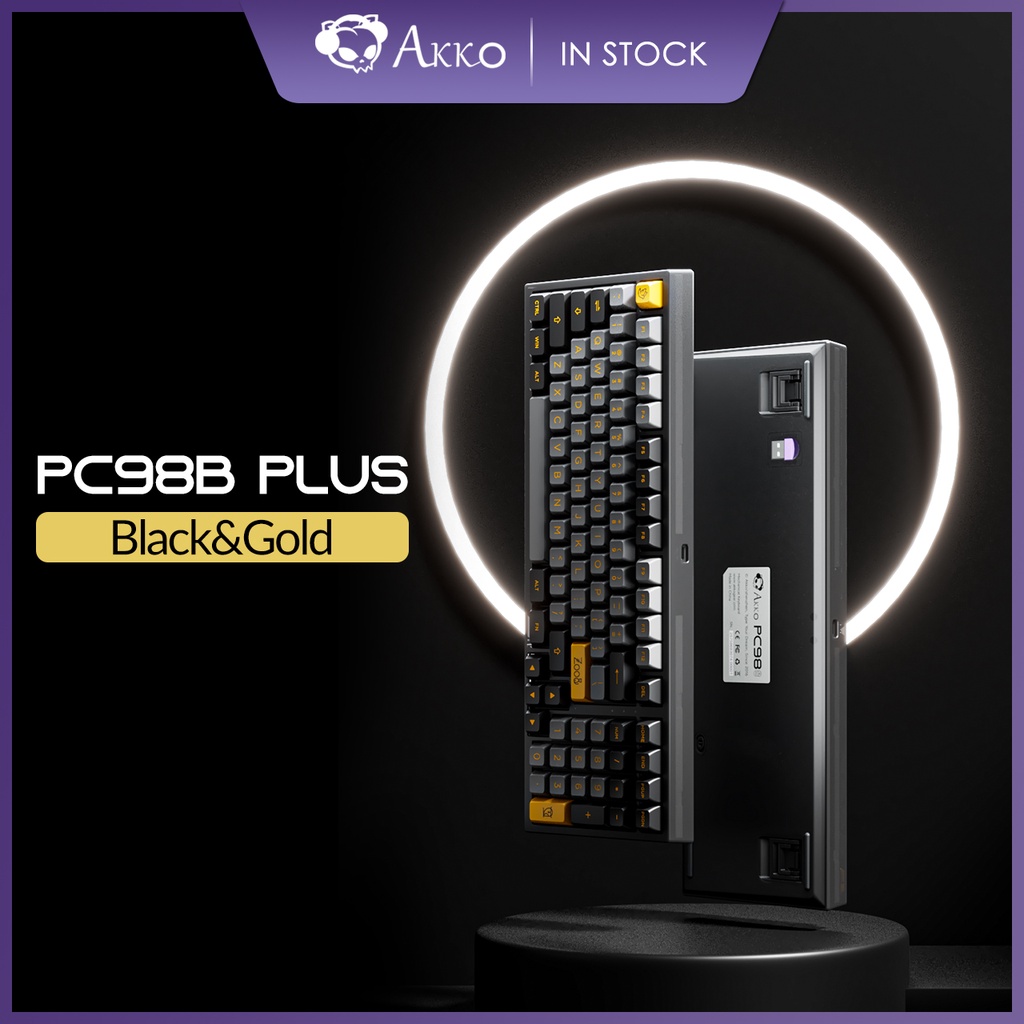 Akko PC98B Plus Black Gold/White Multi-modes Wired/Bluetooth 5.0/2.4G Wireless RGB Mechanical ...