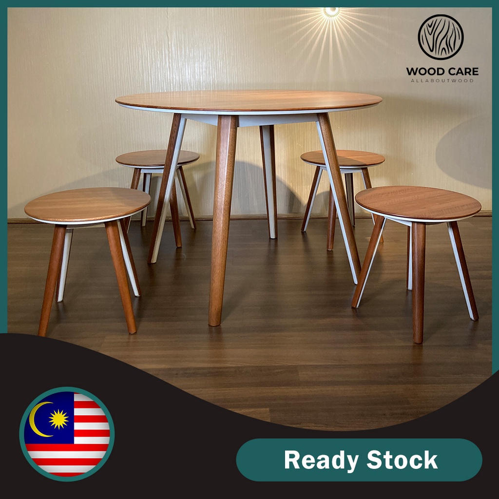 uniO Nyatoh Solid Wood Dining Set | 1 Dining Table + 4 Dining Chairs ...