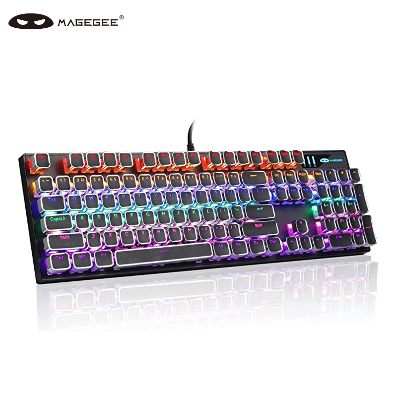 MageGee Typewriter Mechanical Keyboard Retro Punk Square Keycap LED ...