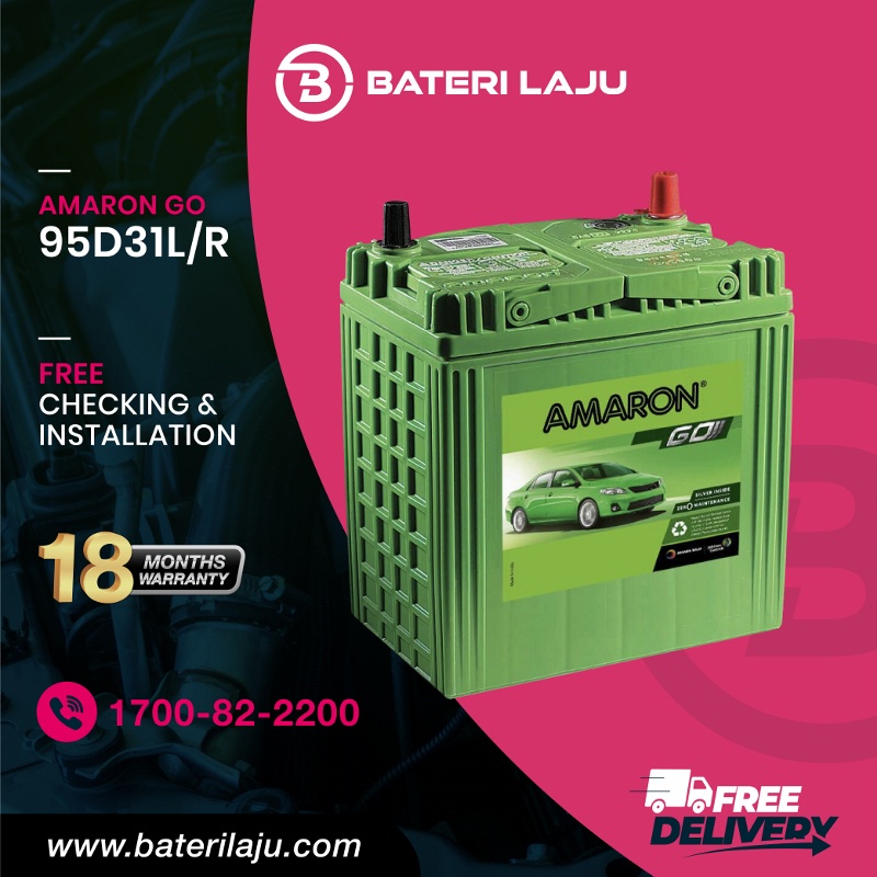 95D31L/R Amaron Go Car Battery - Hilux, Ford Ranger, Navara, Dmax, Pajero, Terrano, | Shopee ...