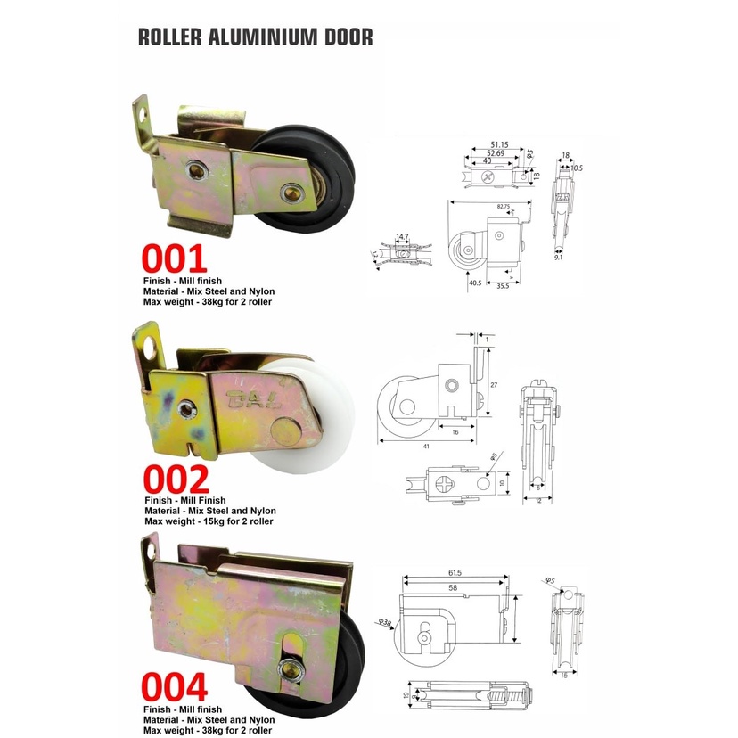 001 002 004 Aluminum Sliding Door Roller Roda Pintu Kaca | Shopee Malaysia