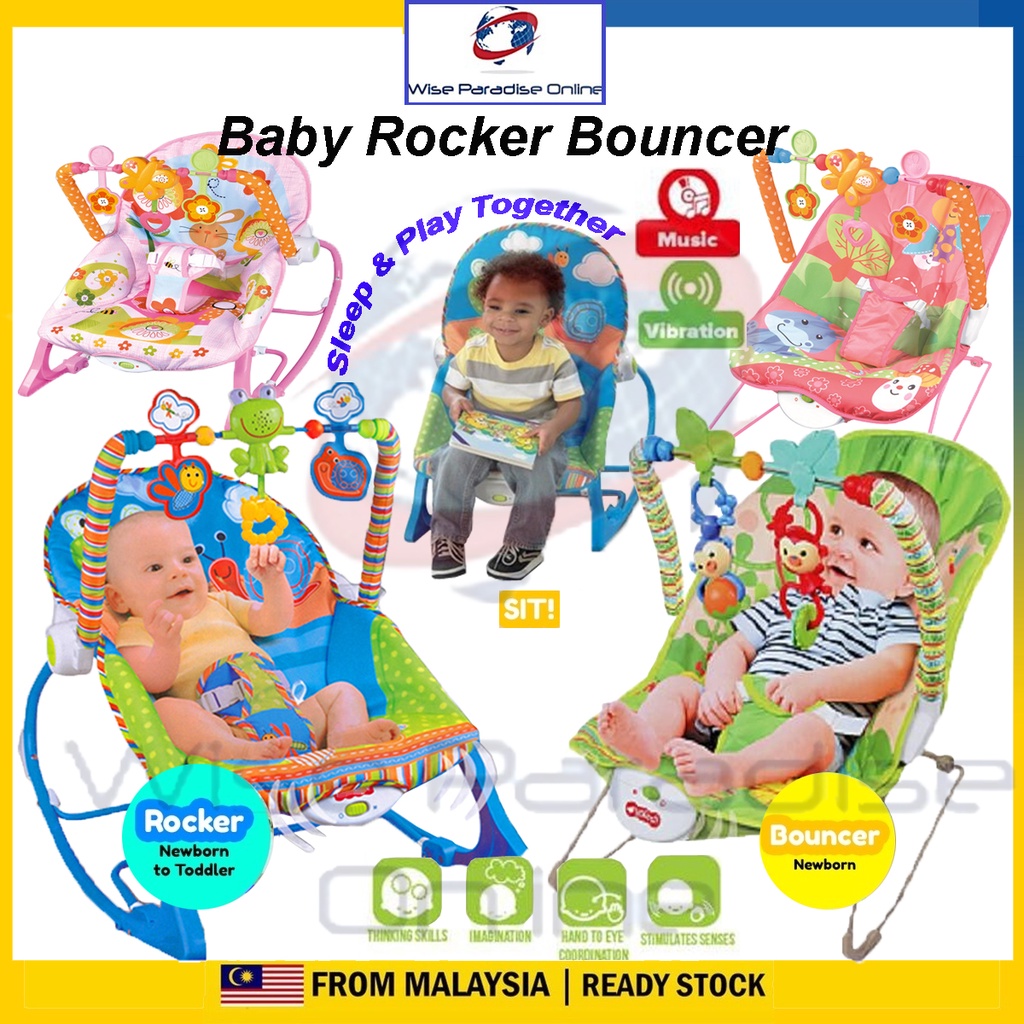 Newborn Baby Rocker Bouncer Cradle Music Safety Belt Kids Rocking Swing ...