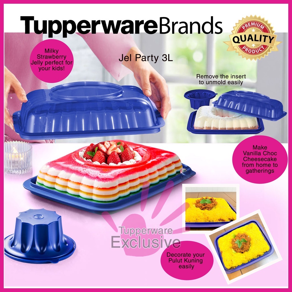 Jel Party Tupperware 3L acuan puding bekas kek Dessert Mold Acuan ...