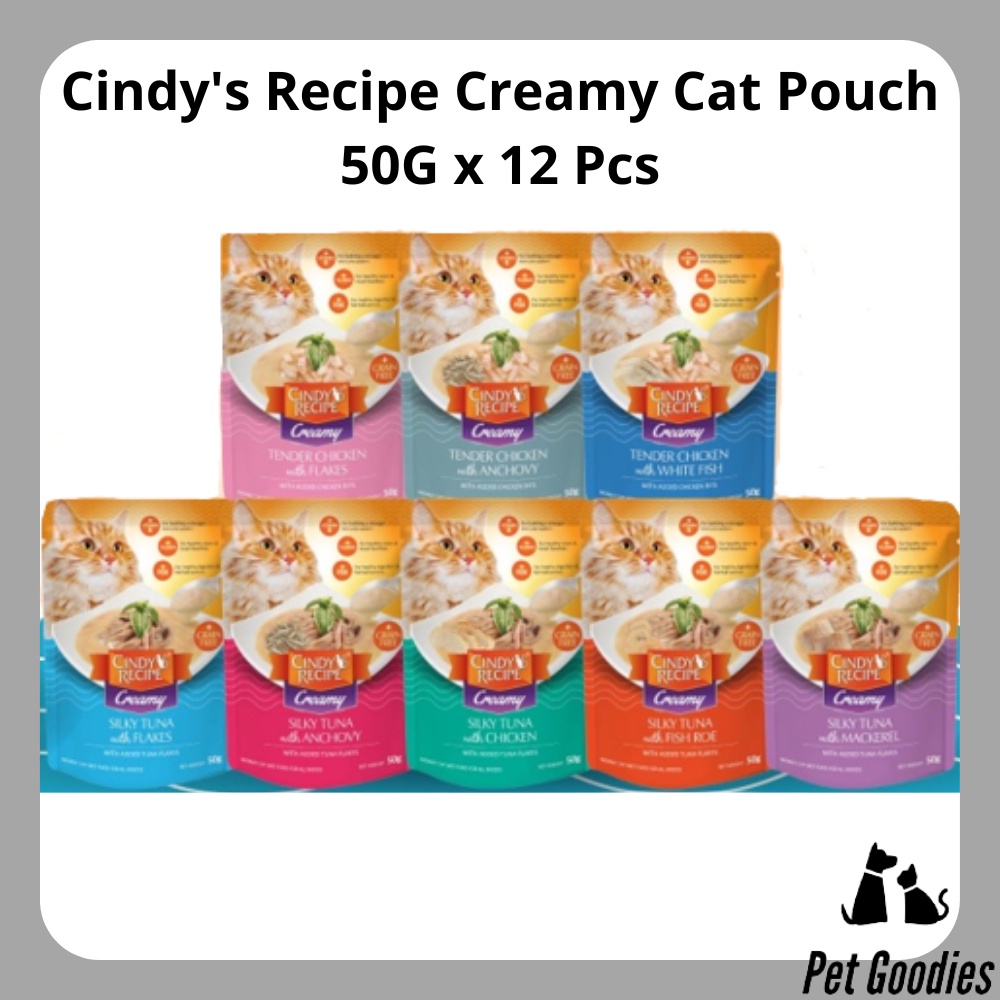 Cindy's Recipe Creamy Pouch Cat Wet Food ( 50g x 12 Pcs ) (8 Flavours) | Shopee Malaysia