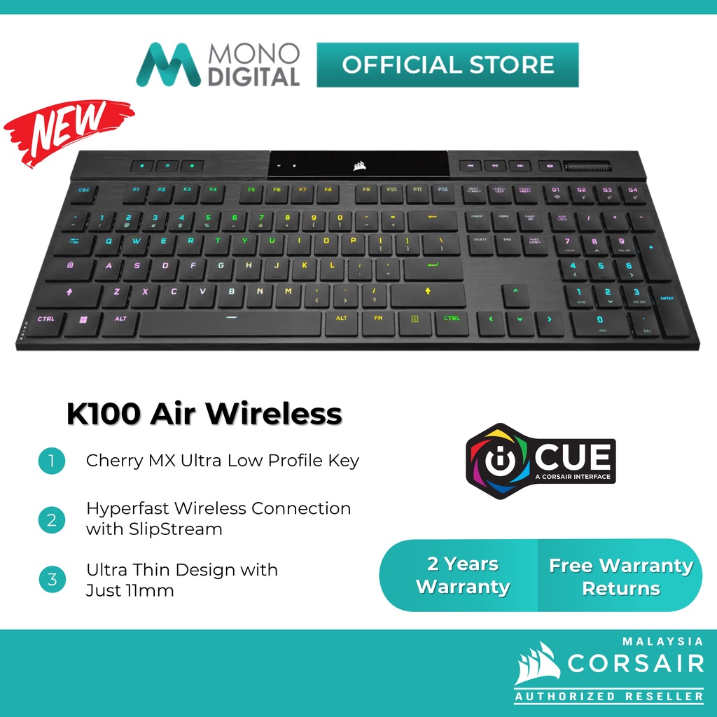 CORSAIR K100 Air Wireless RGB Ultra Thin Mechanical Gaming Keyboard ...