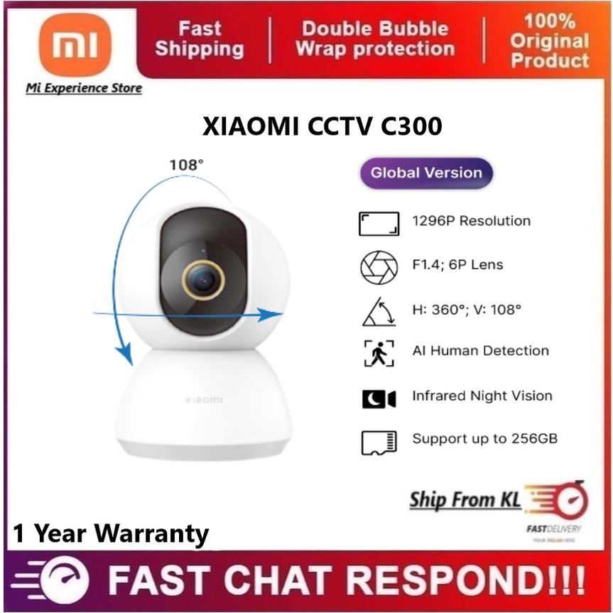 (Ready Stock!!!) XIAOMI CCTV C300 IP Camera C300 Version Home CCTV ...