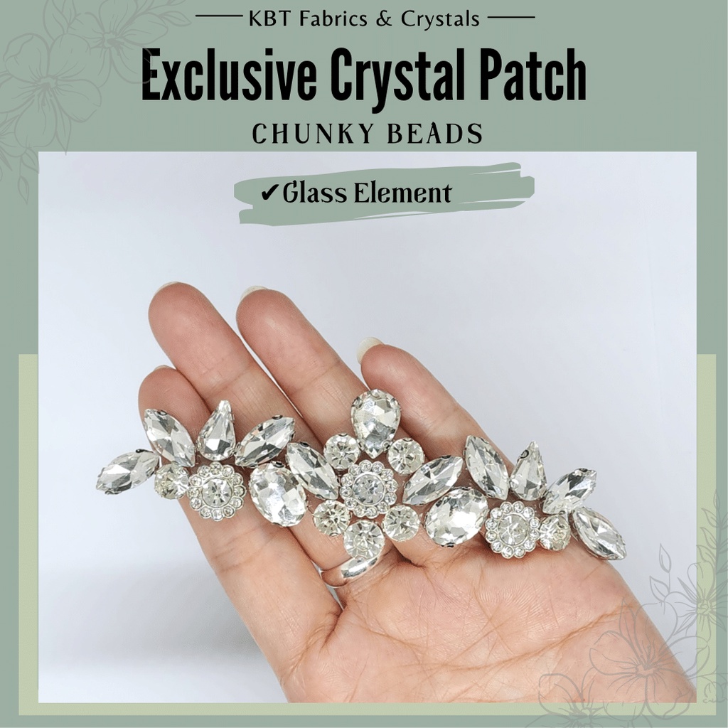 [1pcs] Iron on Exclusive Glass Crystal Patch Manik Tampal Diamond ...