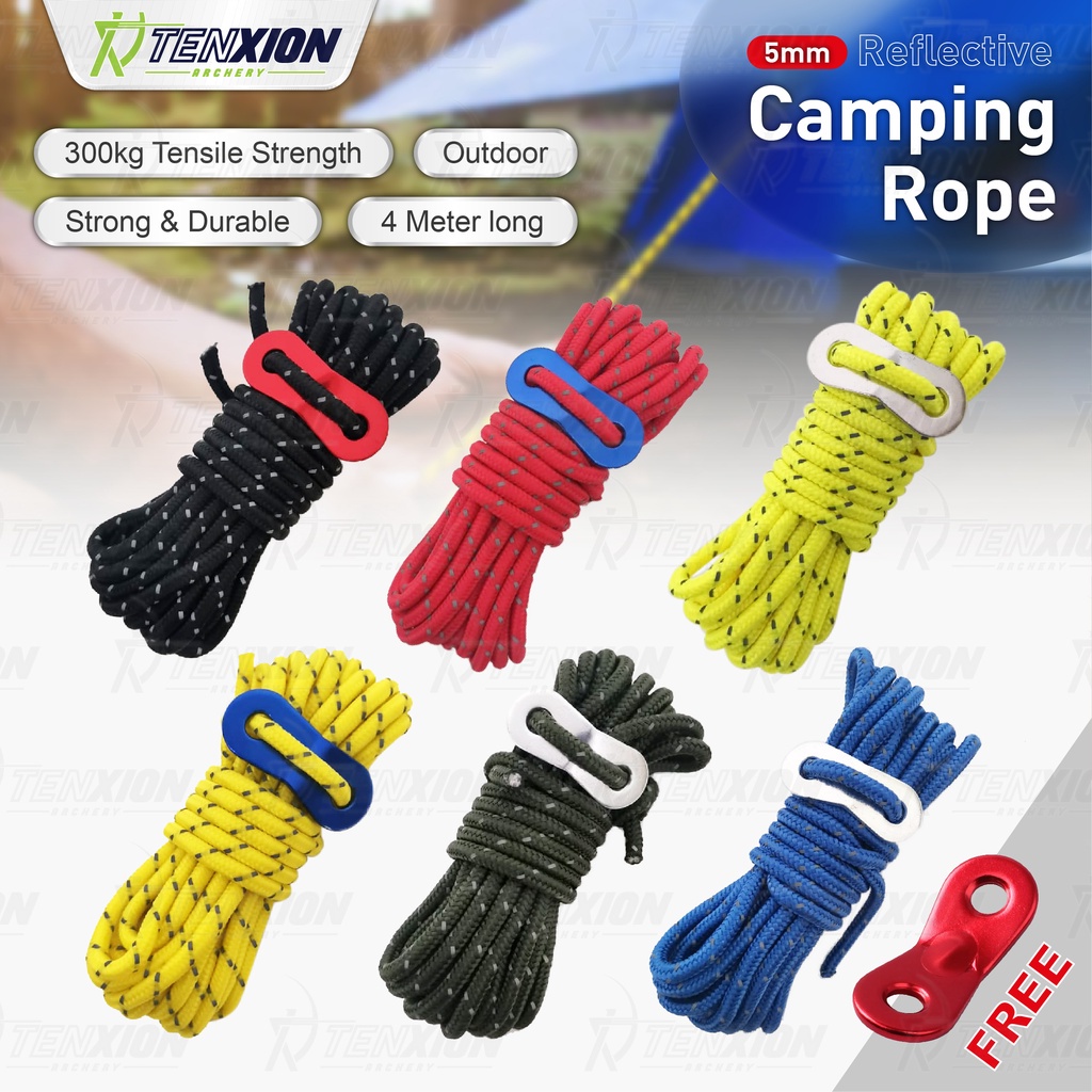 TenXion Outdoor 5mm 4m Reflective Camping Rope Tali Khemah Nylon Anti ...
