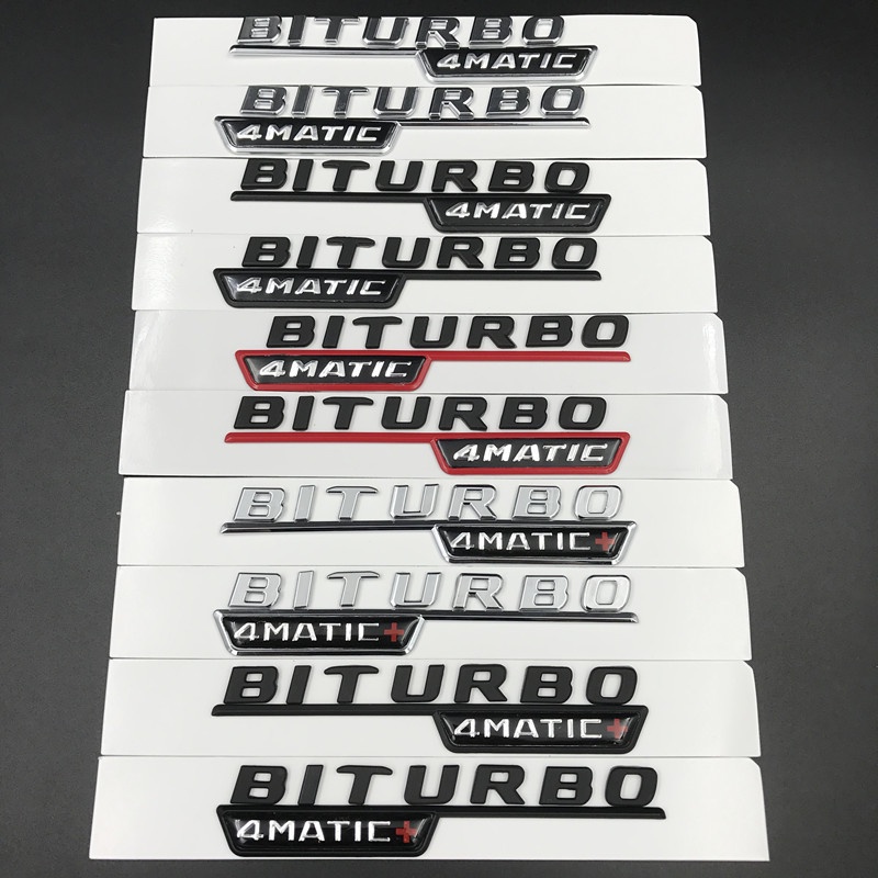 1 pair New TURBO AMG logo BITURBO 4matic plus emblem for Mercedes Benz ...