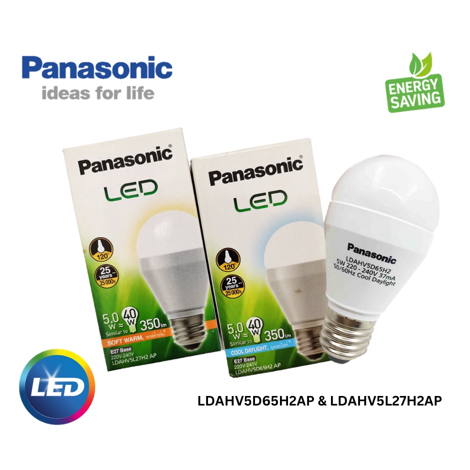 5W PANASONIC LED BULB E27 2700K WARM WHITE / 6500K DAYLIGHT LDAHV5L27H2 & LDAHV5D65H2 | Shopee ...