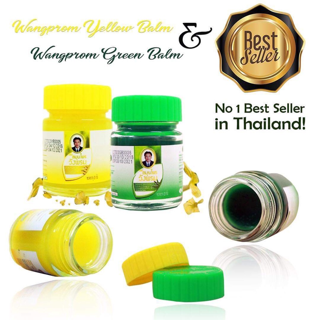 Wang Prom Green Herbal Balm / Yellow Herbal Balm Thai Massage Relieve ...