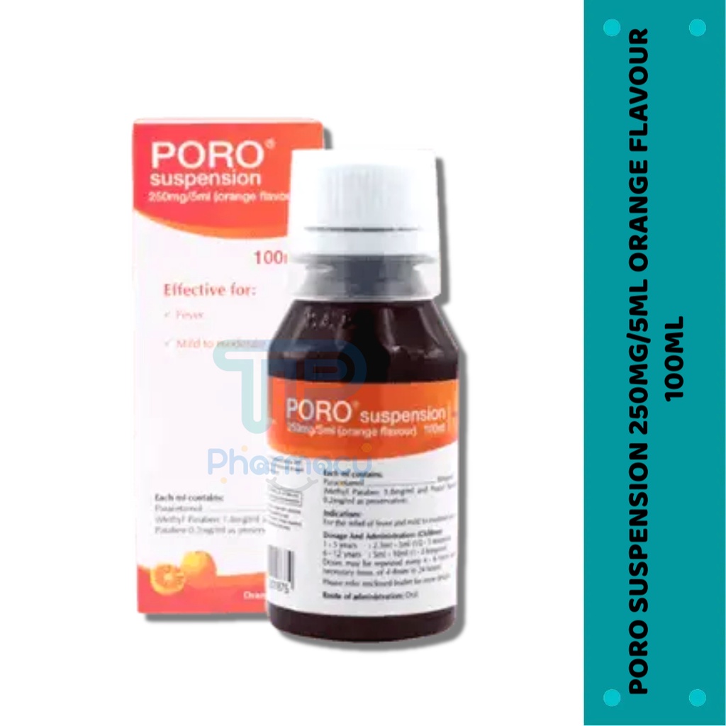 PORO SUSPENSION 250MG /5ML ORANGE FLAVOUR FOR FEVER 100ML | Shopee Malaysia