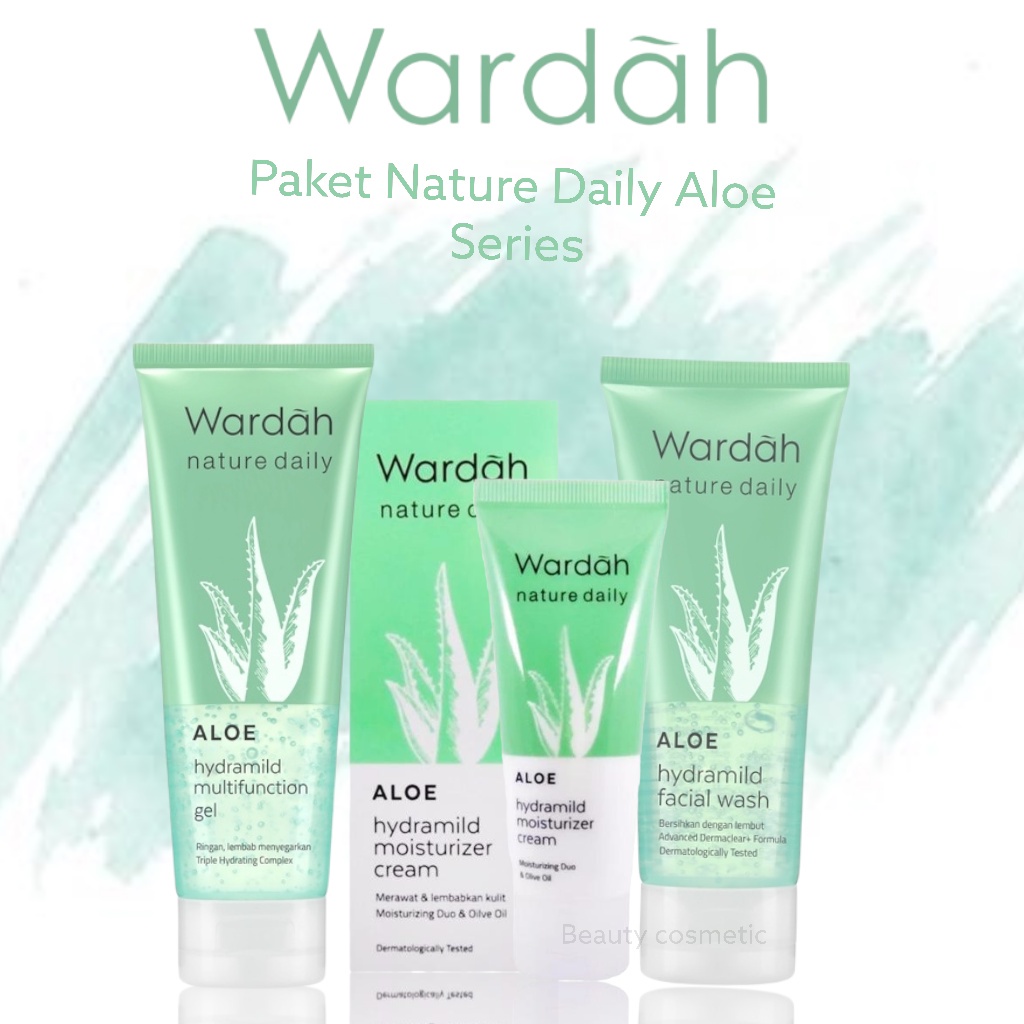 Wardah Nature Daily Aloe [Face Wash (100ml) / Hydramild Moisturiser ...