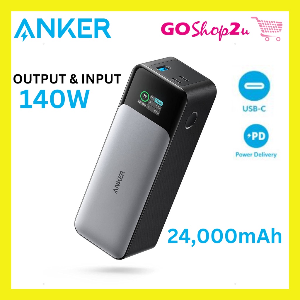 Anker A1289 PowerCore 737 Power Bank, 24,000mAh 3-Port Portable Charger with 140W Output, Smart ...