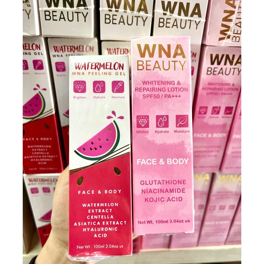 WNA PEELING GEL & LOTION WHITENING REPAIRING SPF50 FACE N BODY | Shopee ...