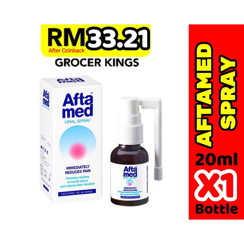 AFTAMED Oral Spray 20ml / Immediately Reduces Pain / Mouth Ulcers/Ulser ...