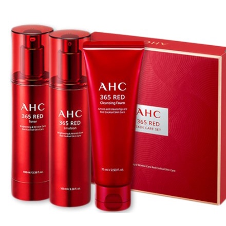 [READY STOCK] AHC 365 RED Skincare Set (Cleanser 100ml + Toner 100ml ...