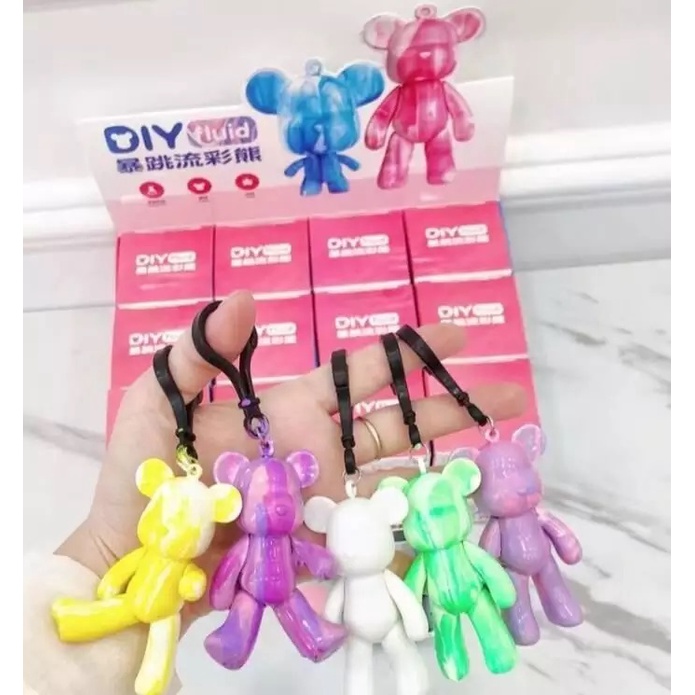 DIY Bearbrick Handmade Key chain Fluid Painting Art Embryo暴力流体熊钥匙圈-TOY2 ...