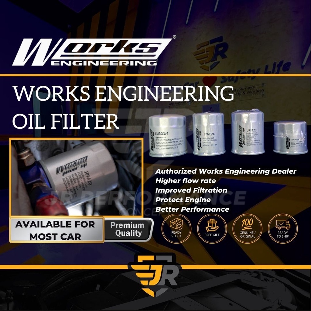 Works Engineering Engine Oil Filter Toyota Honda Perodua Nissan Mazda ...