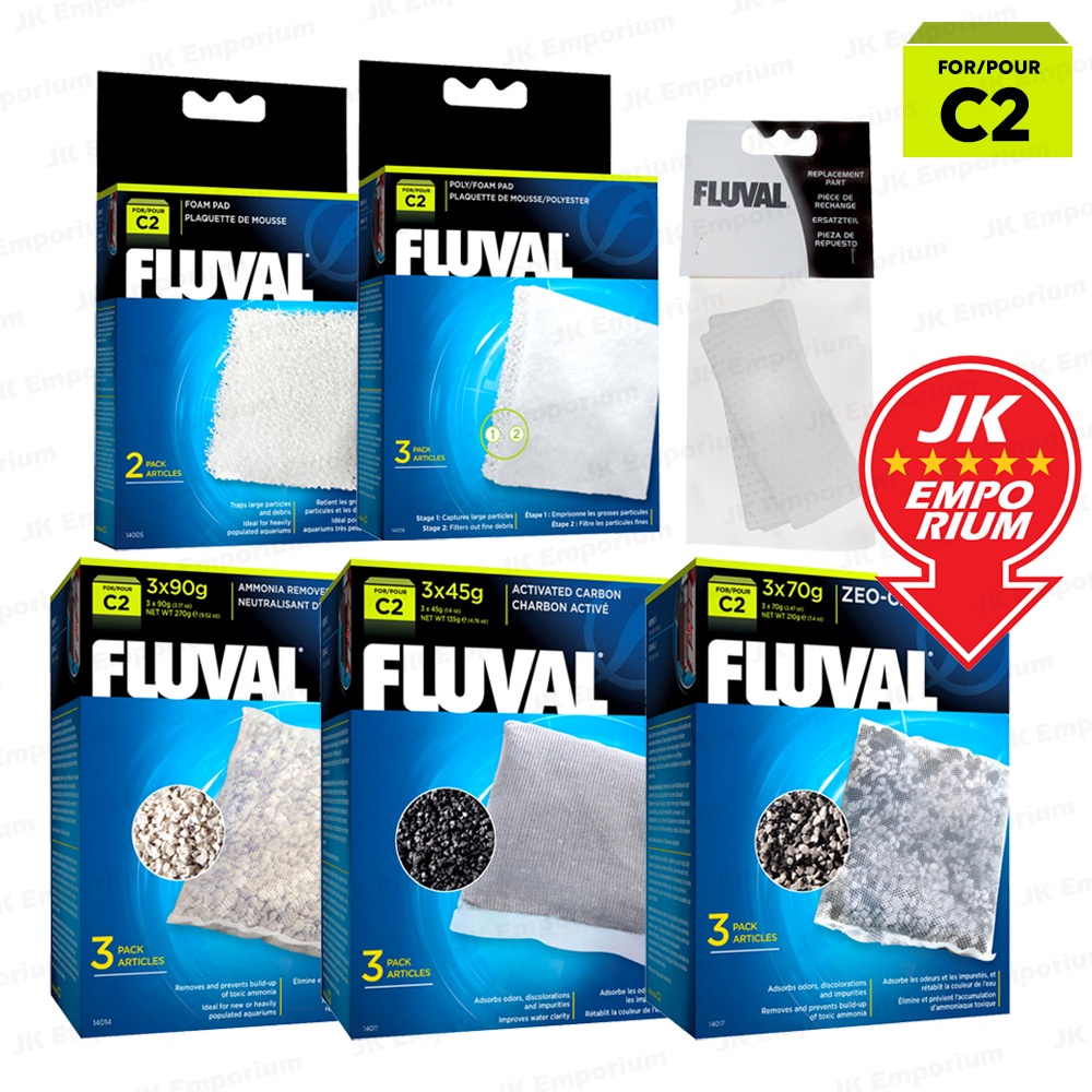 Fluval C2 Replacement Filter Media Poly/Foam Pad Bio-Screen Zeo-Carb ...