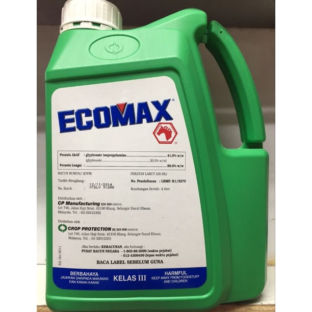 4ltr ecomax glyphosate 41%(RACUN RUMPUT /HERBICIDE) | Shopee Malaysia