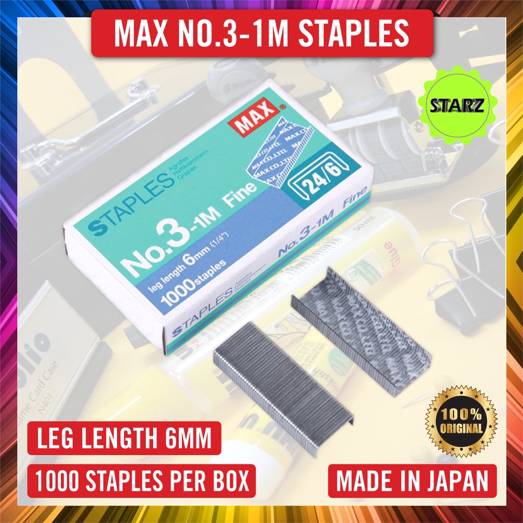Max No.3-1m (24/6) Staples (Stapler Bullet) - Original Small Box (Made ...
