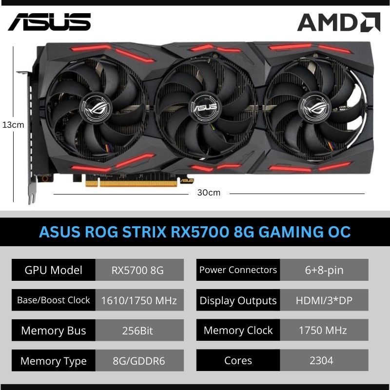 *Ready stock AMD ASUS ROG STRIX RX5700 8G GAMING OC GDDR6 Graphic card ...