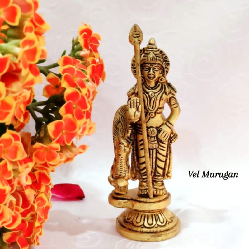 Vel Murugan IdolBrass Antique Finish Lord Murugan Brass Sculpture ...