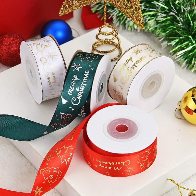 Ready Stock Merry Christmas Ribbons 2cm x 9m Christmas Giftbox Ribbon ...