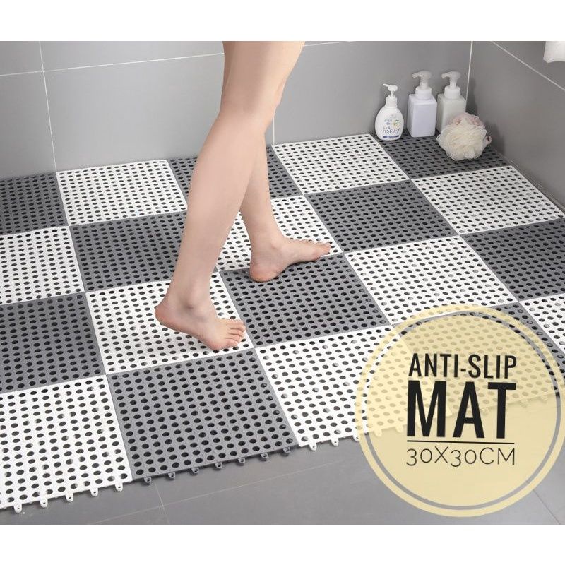 PVC Floor Matt Anti Slip Bathroom Multi Room Vynil White Grey Blue ...
