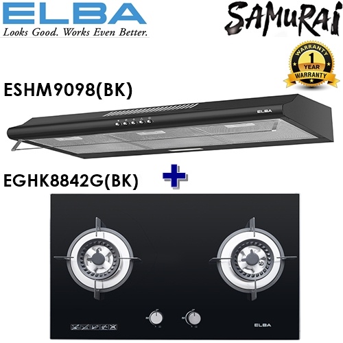 (COMBO PACK) ELBA SLIM HOOD ESHM9098(BK) + ELBA BUILT IN HOB 5.0KW ...