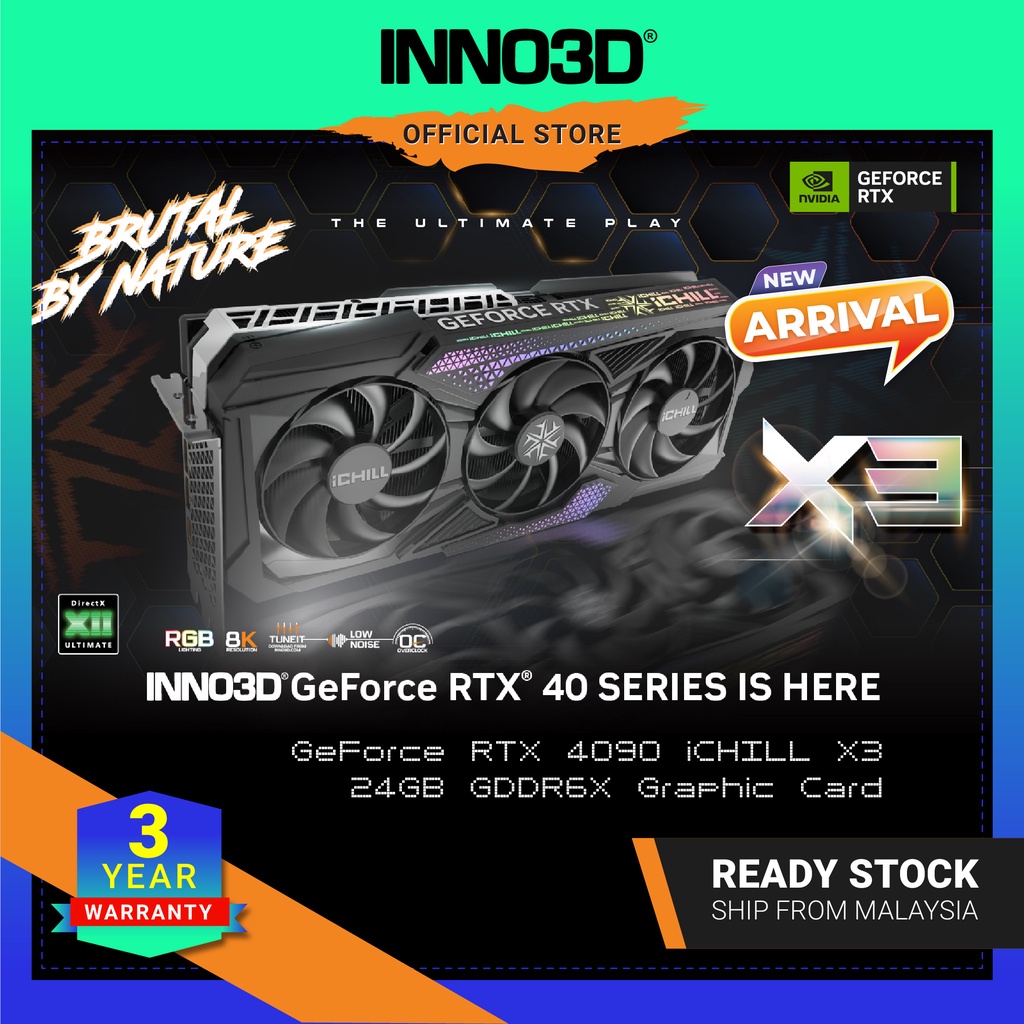 INNO3D GeForce RTX 4090 iCHILL X3 24GB GDDR6X | Shopee Malaysia