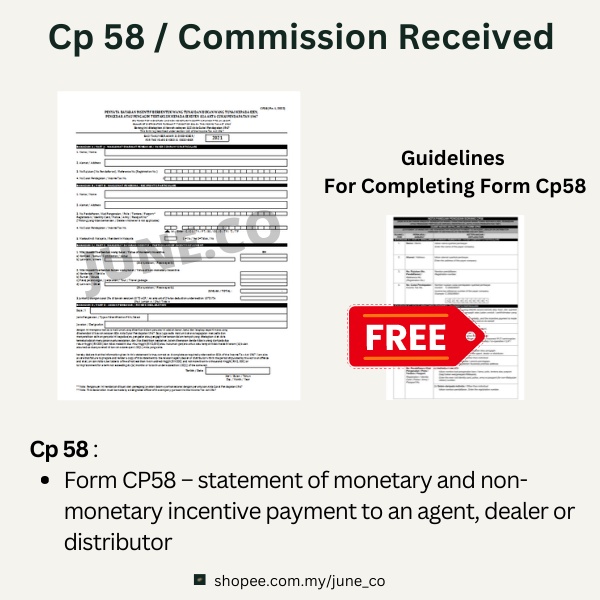 FORM CP58 COMMISSION AGENT INCOME TAX BORANG CP58 CUKAI PENDAPATAN EJEN ...